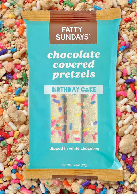 Product: Birthday Cake Chocolate Covered Pretzels