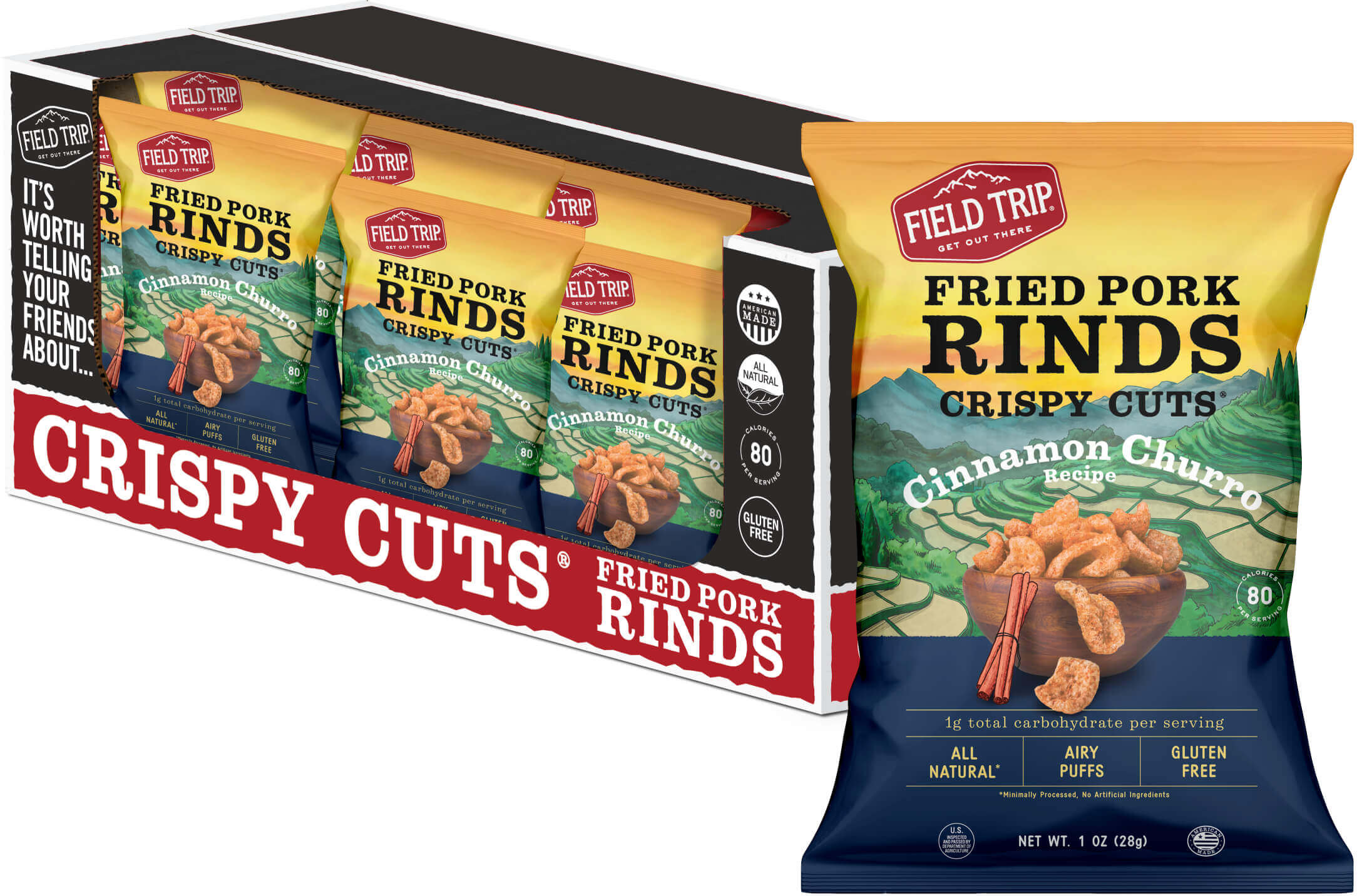 Product: Crispy Cuts, Cinnamon Churro Pork Rind