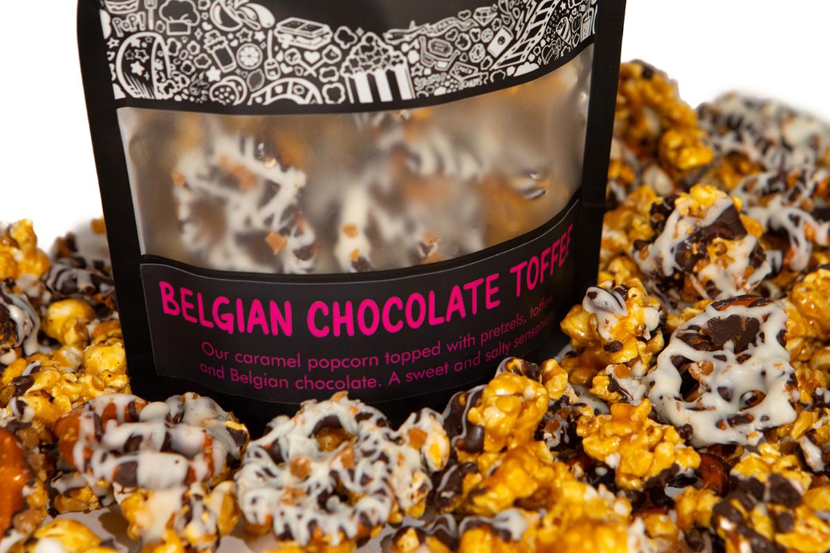 Product: Belgian Chocolate Toffee Popcorn